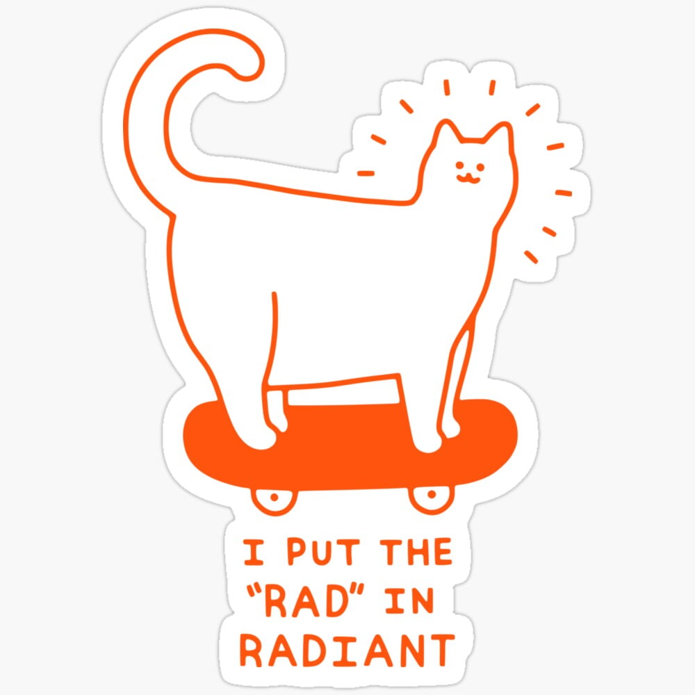 Radiantly Rad Cat Sticker Phone Decal Water Bottle Stickers Car Decals ...