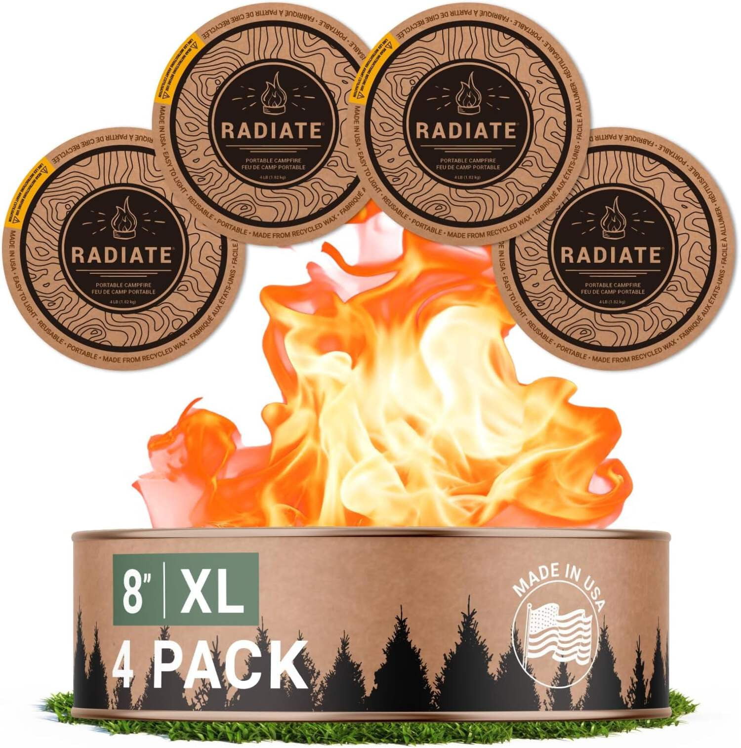Radiate 4 Pack XL 8" Portable Campfire as Seen on Shark Tank - up to 5 ...