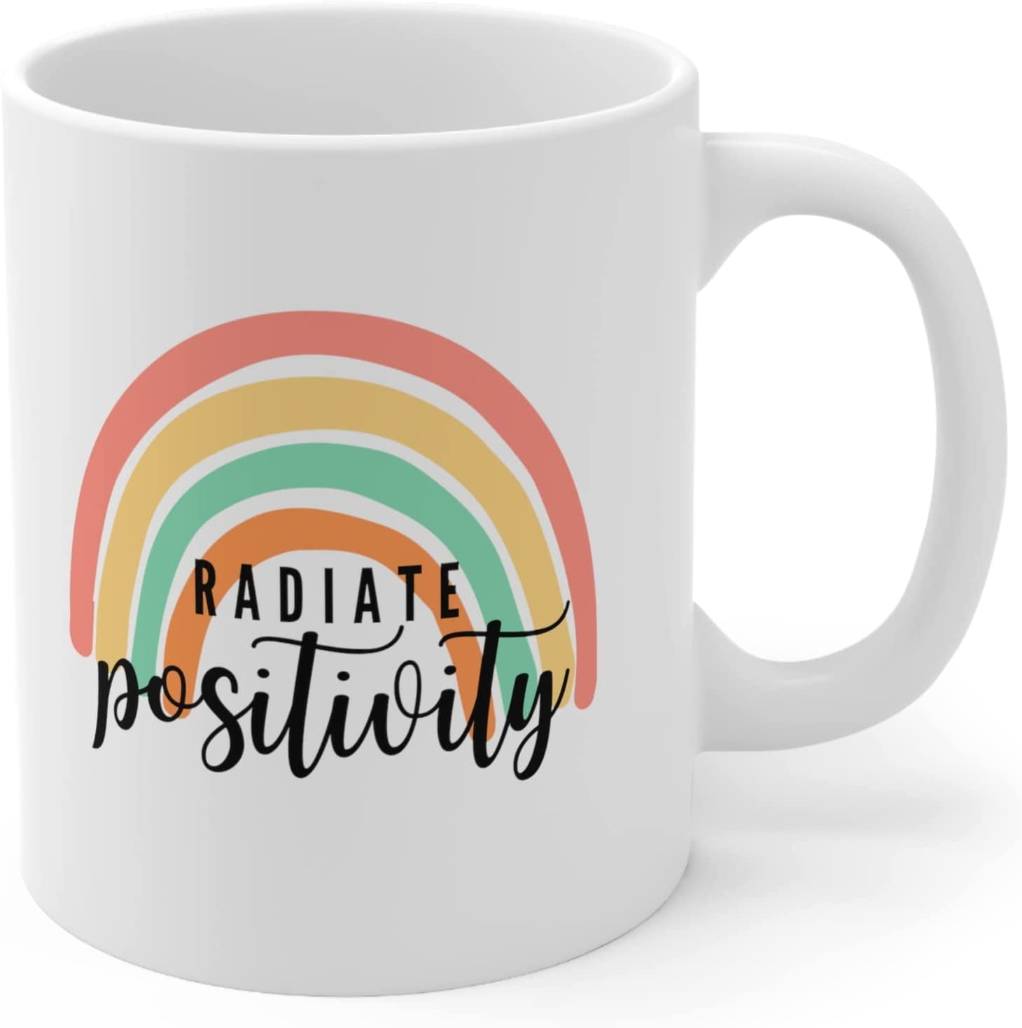 Radiate Positivity Coffee Mug Motivational Inspirational Rainbow Mug 11 ...