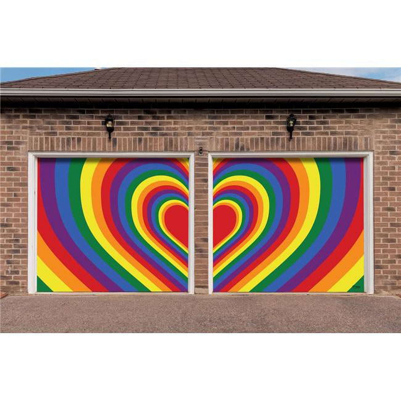Radiating Heart - Pride LGBT 7 ft. x 8 ft. Split Garage Door Decor ...