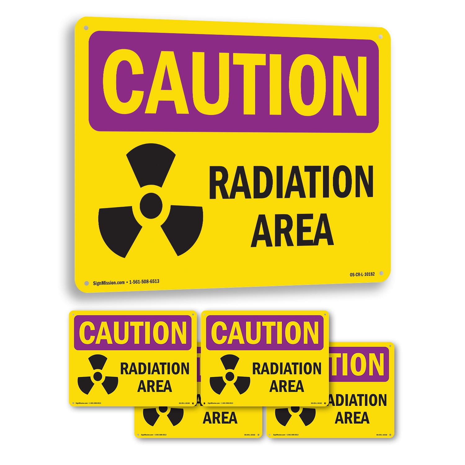 Radiation Area OSHA Caution Radiation Rigid Plastic Sign 14 Inch x 10 ...