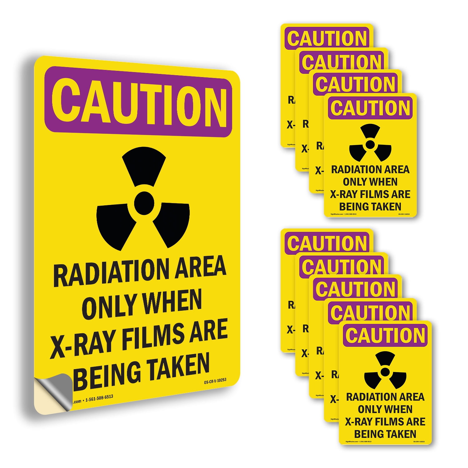 Radiation Area Only With Symbol OSHA Caution Radiation Vinyl Decal ...