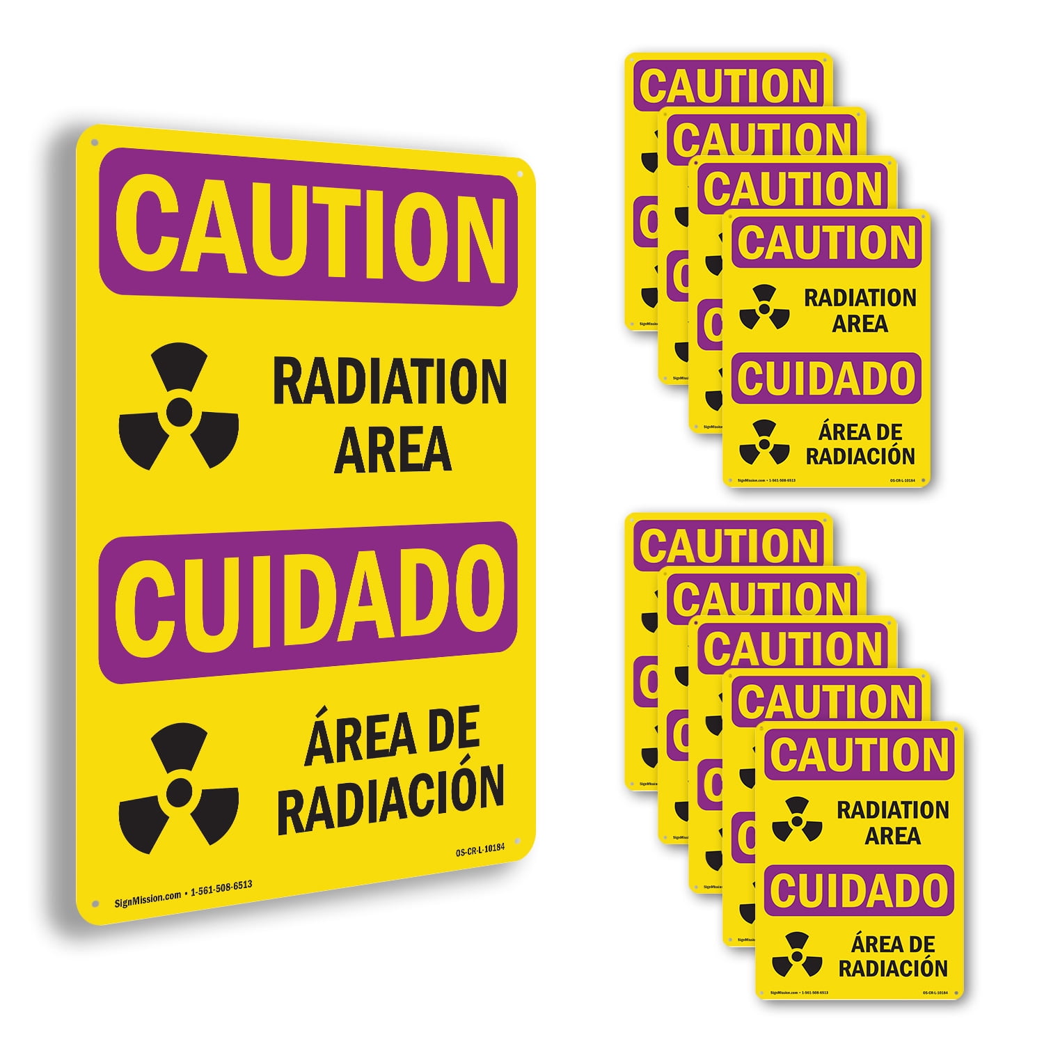 Radiation Area With Symbol OSHA Caution Radiation Aluminum Sign 24 Inch ...