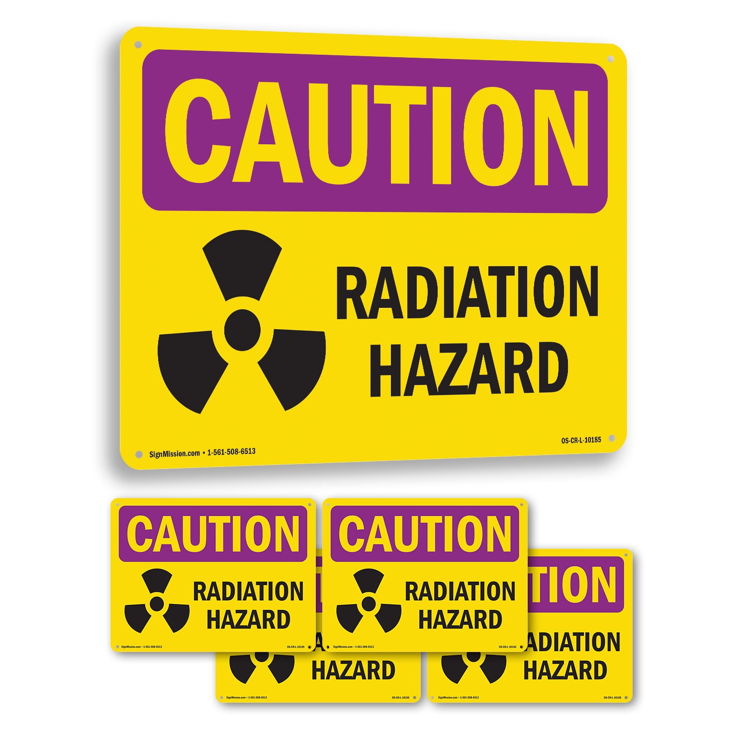 Radiation Hazard OSHA Caution Radiation Rigid Plastic Sign 18 Inch x 12 ...