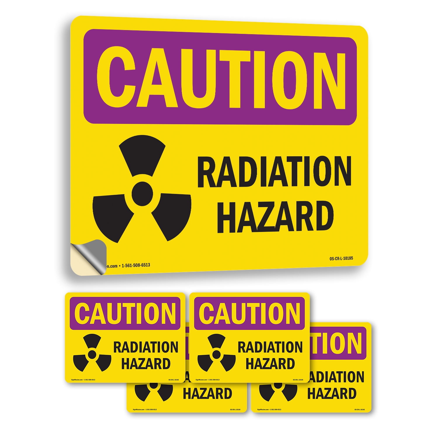 Radiation Hazard OSHA Caution Radiation Vinyl Decal Label 14 Inch x 10 ...