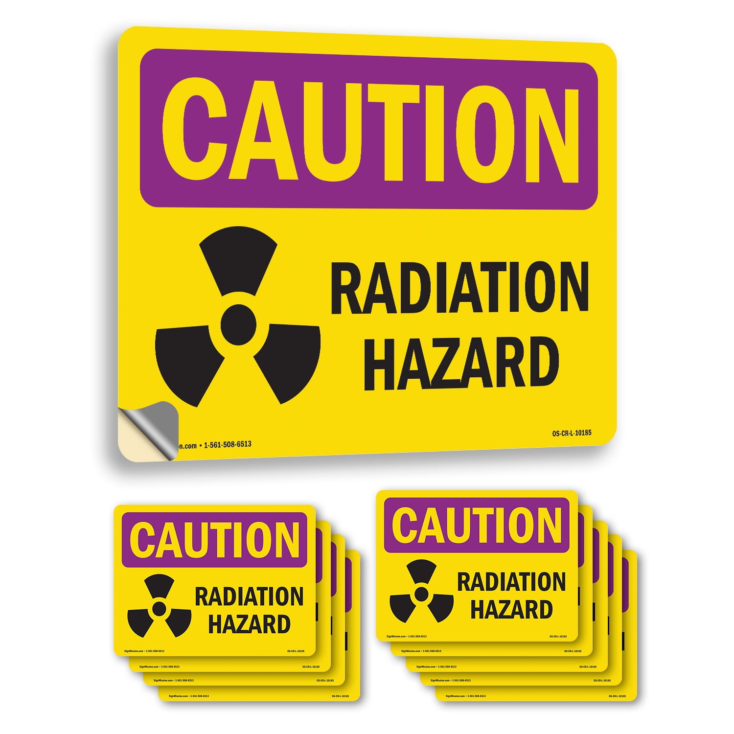 Radiation Hazard OSHA Caution Radiation Vinyl Decal Label 7 Inch x 5 ...