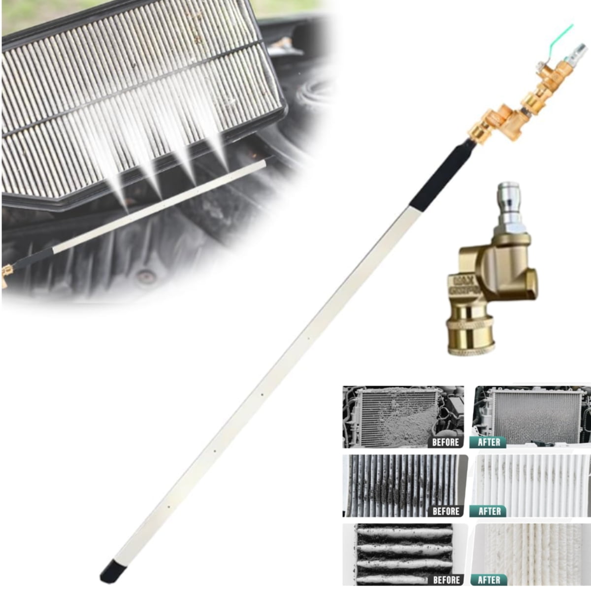 Radiator Cleaning Wand, 2025 Upgraded Efficient No-Removal Cleaning ...