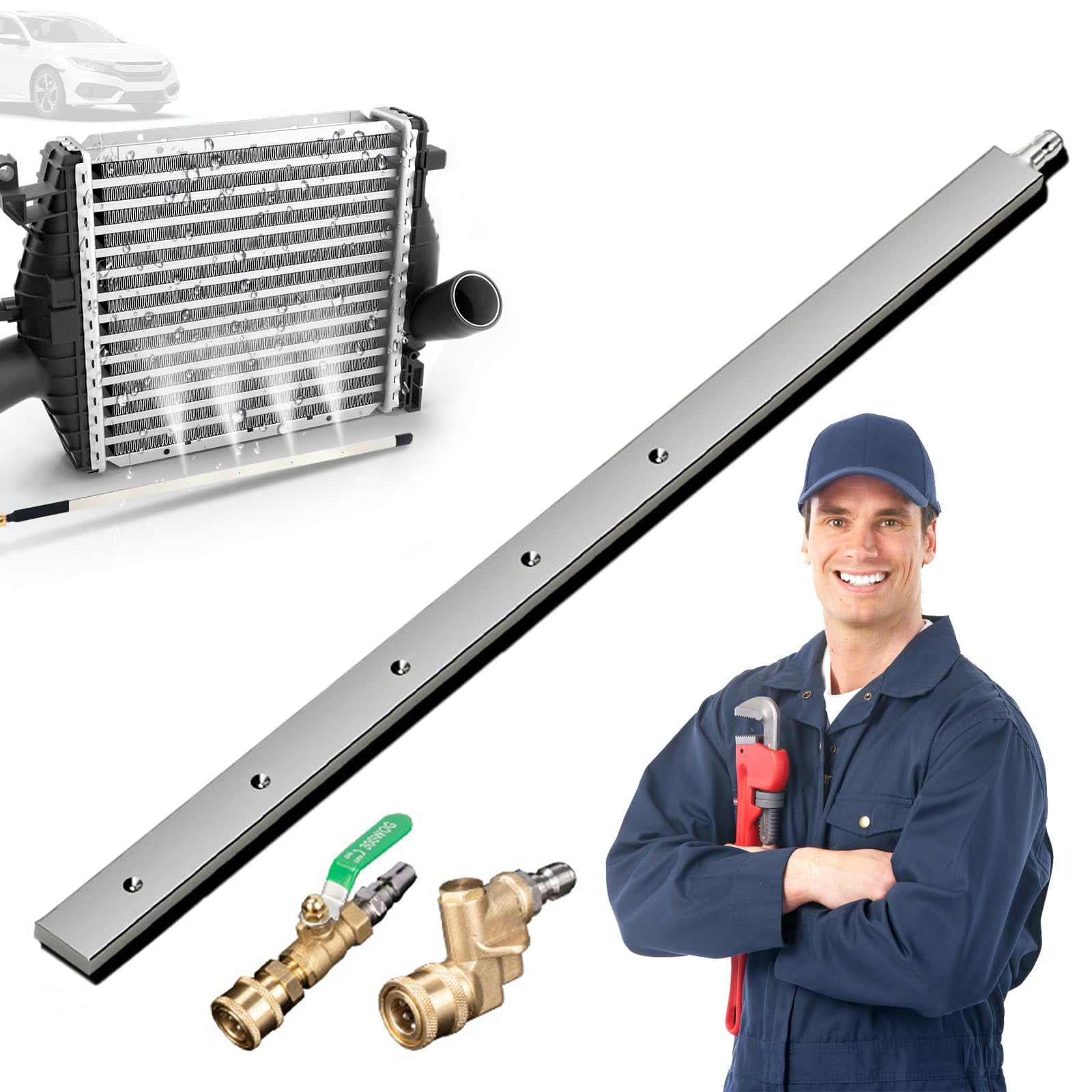 Radiator Cleaning Wand for Pressure Washers, Dual Water/Air 304 ...
