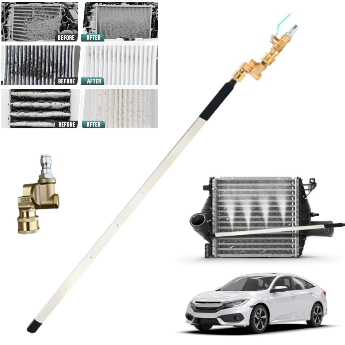 Radiator Cleaning Wand no Switch – 2025 Stainless Steel 24'' Portable ...