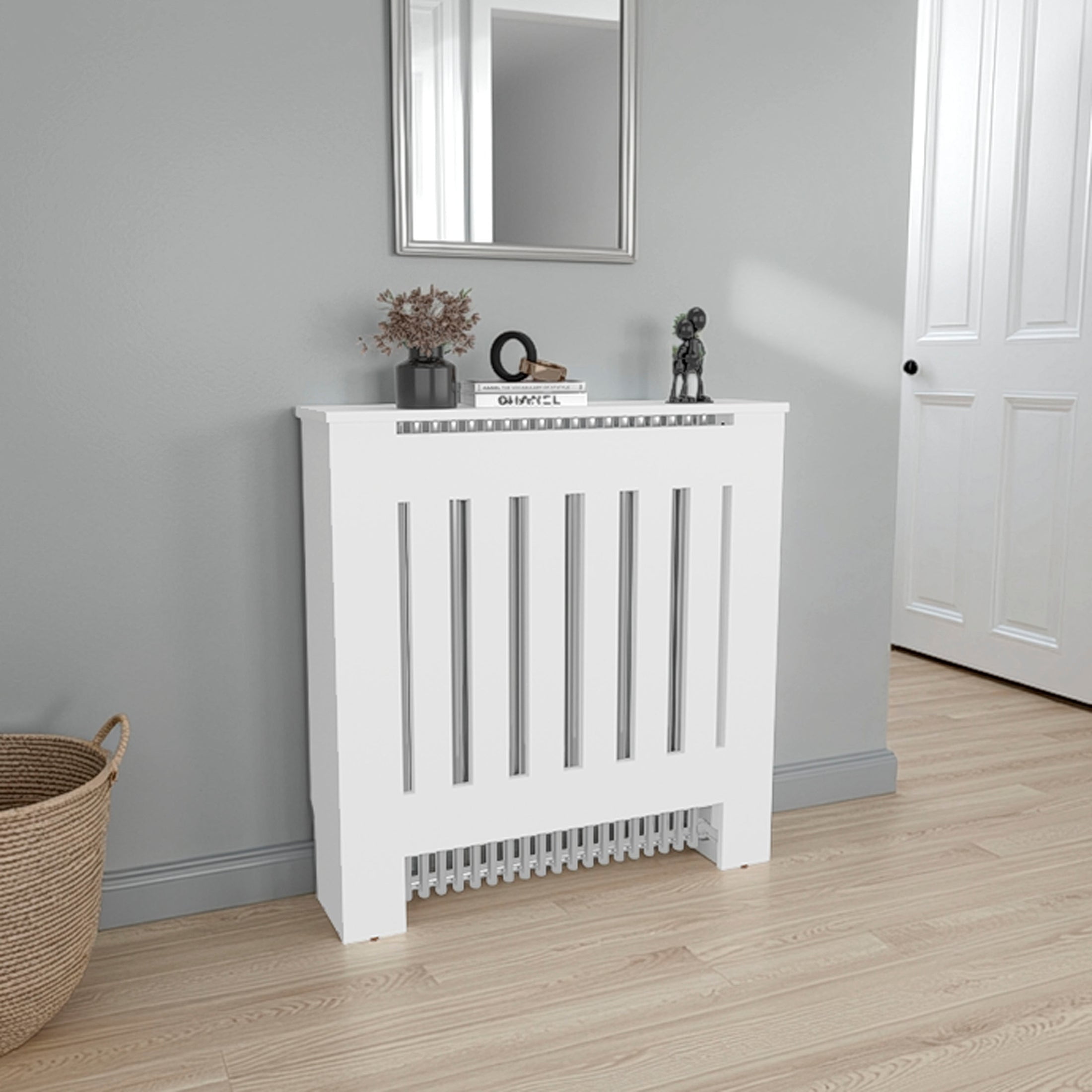 Radiator Cover Linn With Cabinet and Slatted Panel, Modern Home ...