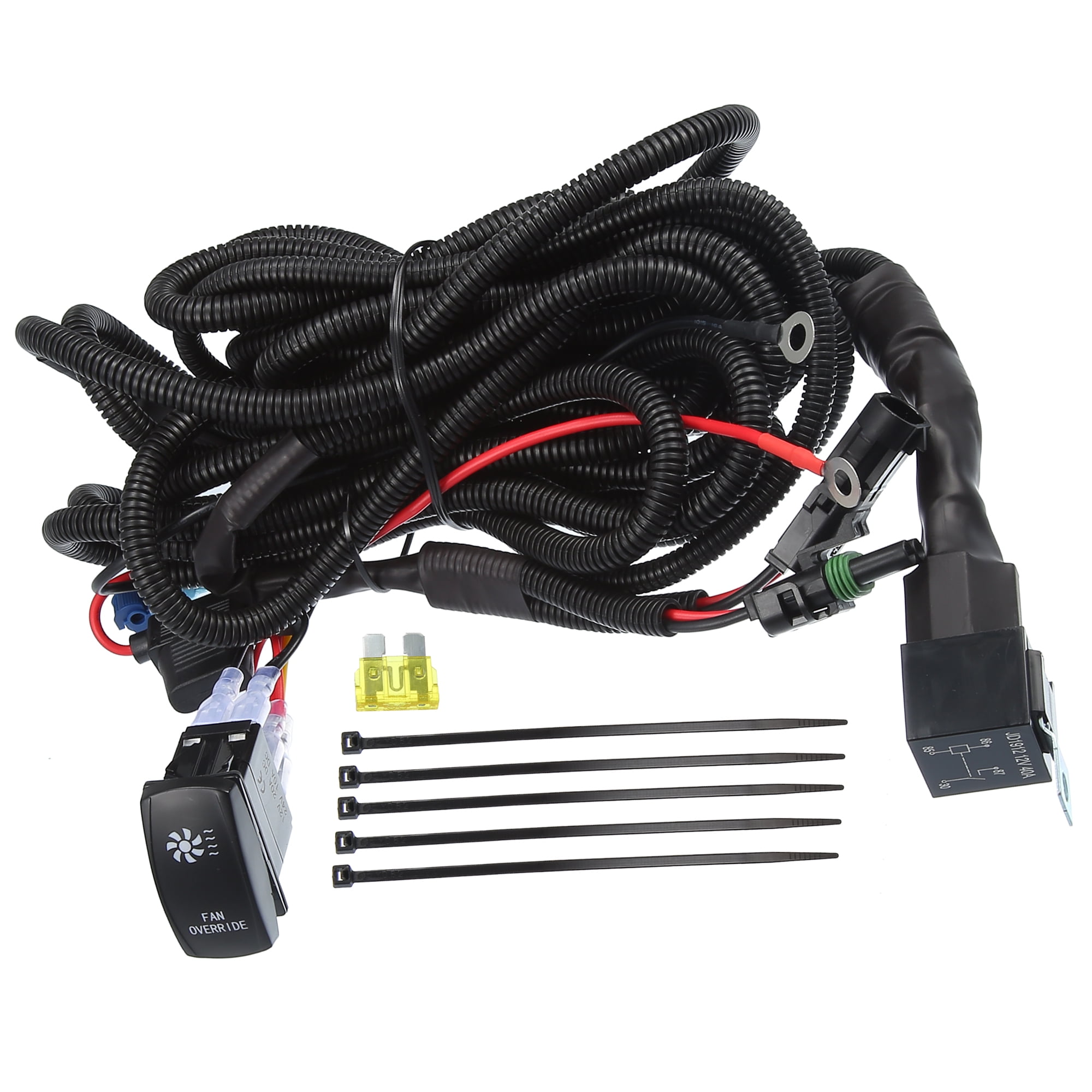 Radiator Fan Connector Switch Kit with Relay LED Rocker Switch Set ...