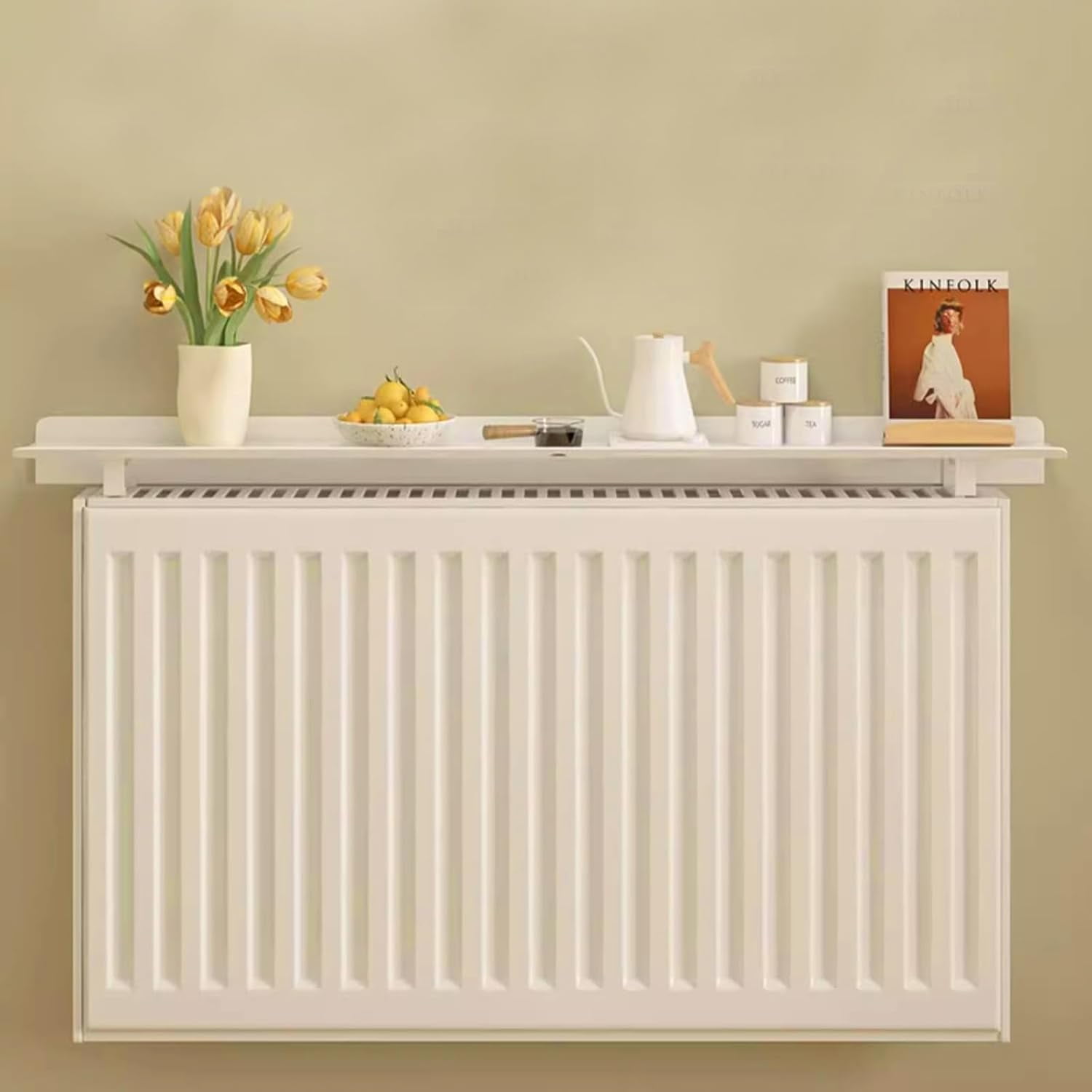Over Radiator Shelf No Drilling, White Floating Radiator Shelves with ...