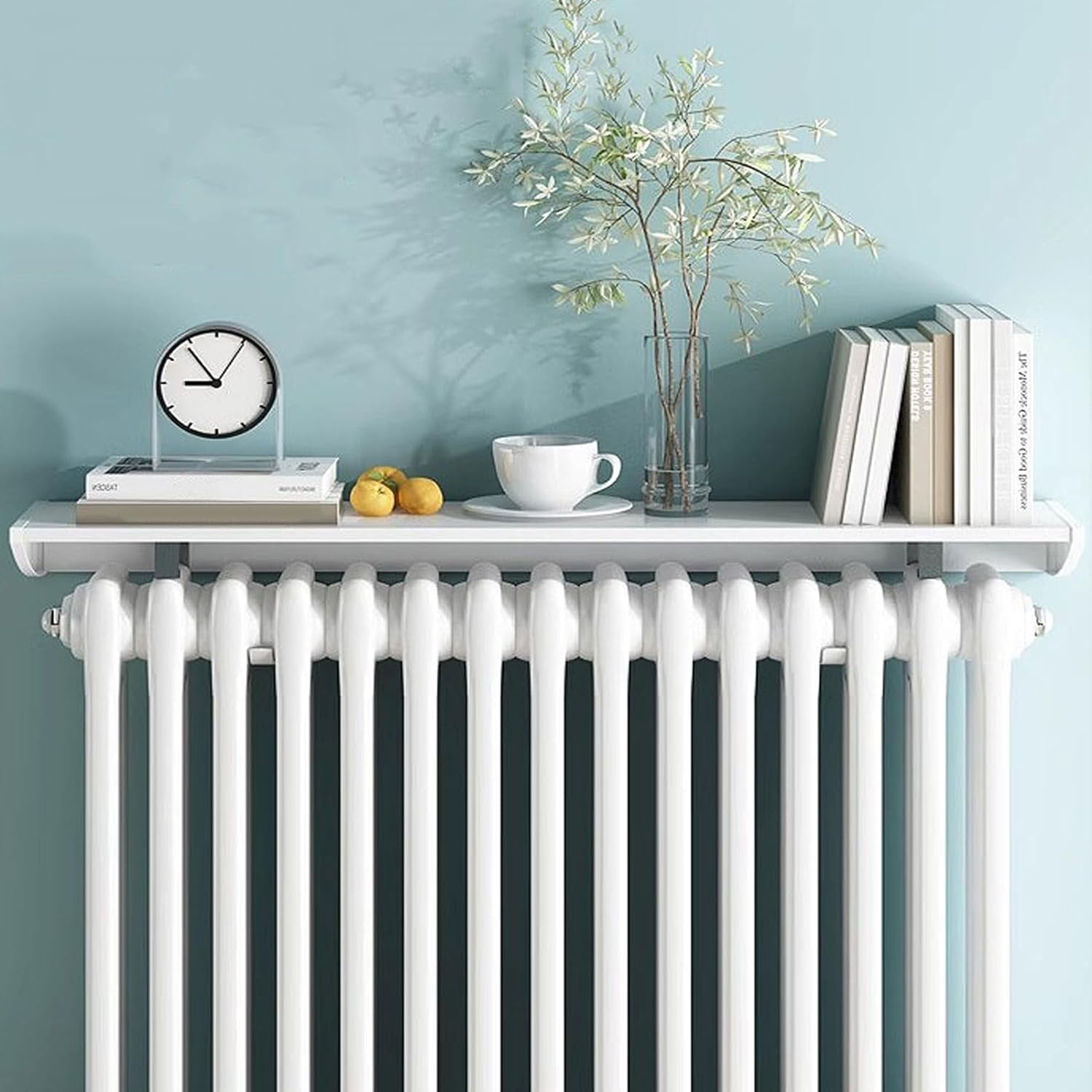 Radiator Shelf White 35-170cm,Radiator Cover,No Installation Required ...