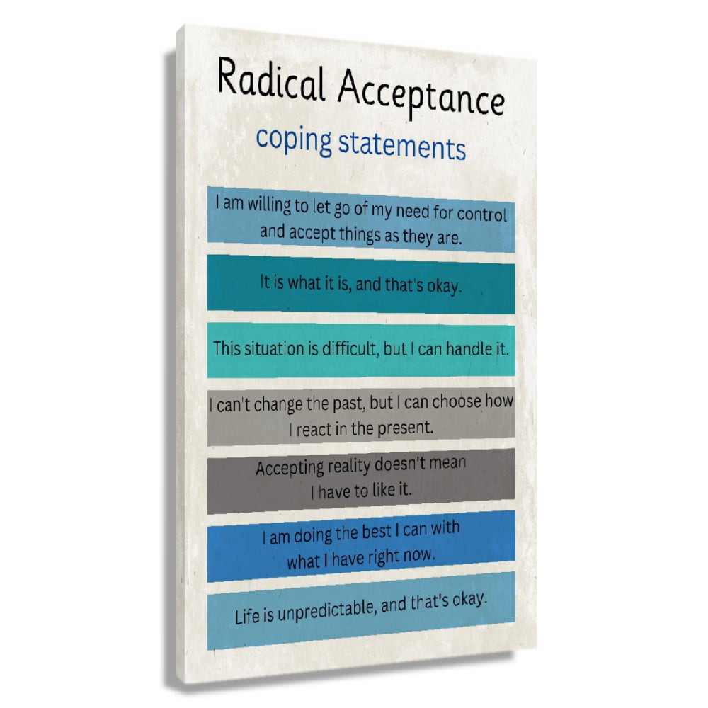 Radical Acceptance Coping Statements 12x18 in Framed Wall Art, Mental ...