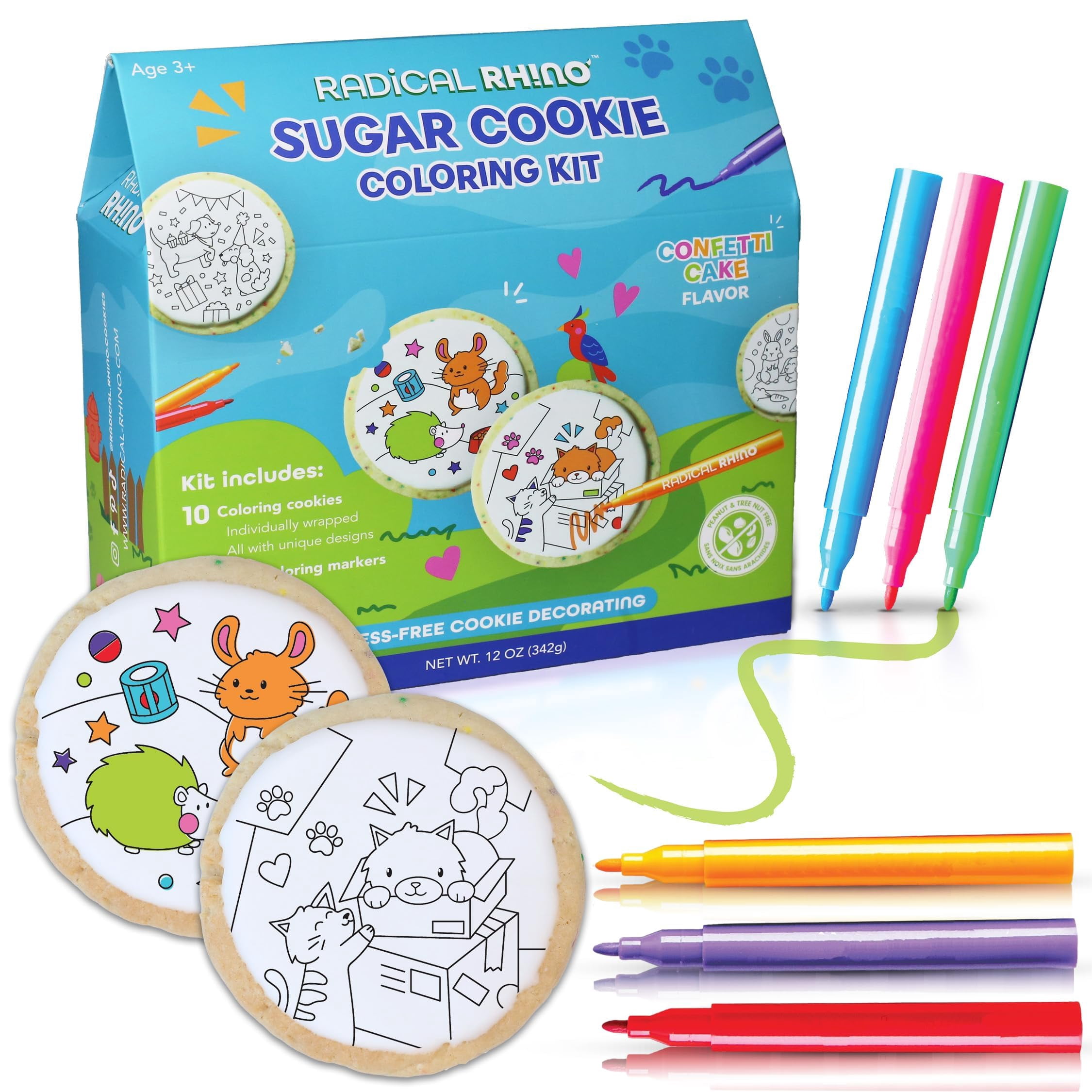 Radical Rhino SugarTRDN Cookie Coloring Kit - 10 Confetti Cake Cookies ...