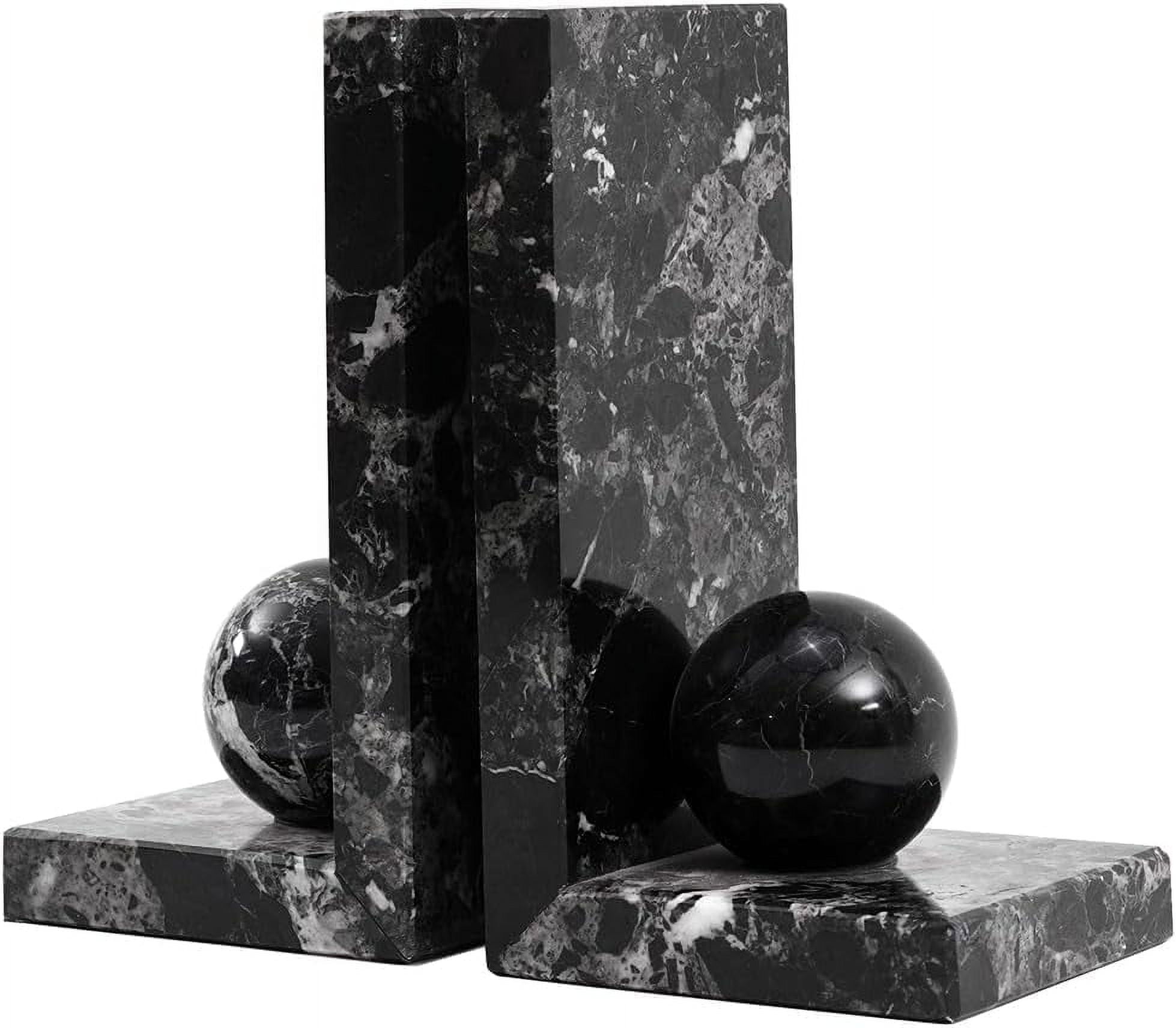Radicaln Black Marble Bookends 8" – Premium Desk Organizers, Elegant ...