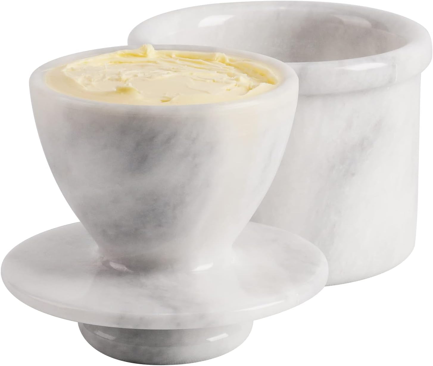 Radicaln Handmade Marble French Butter Keeper with Lid - White Crock ...