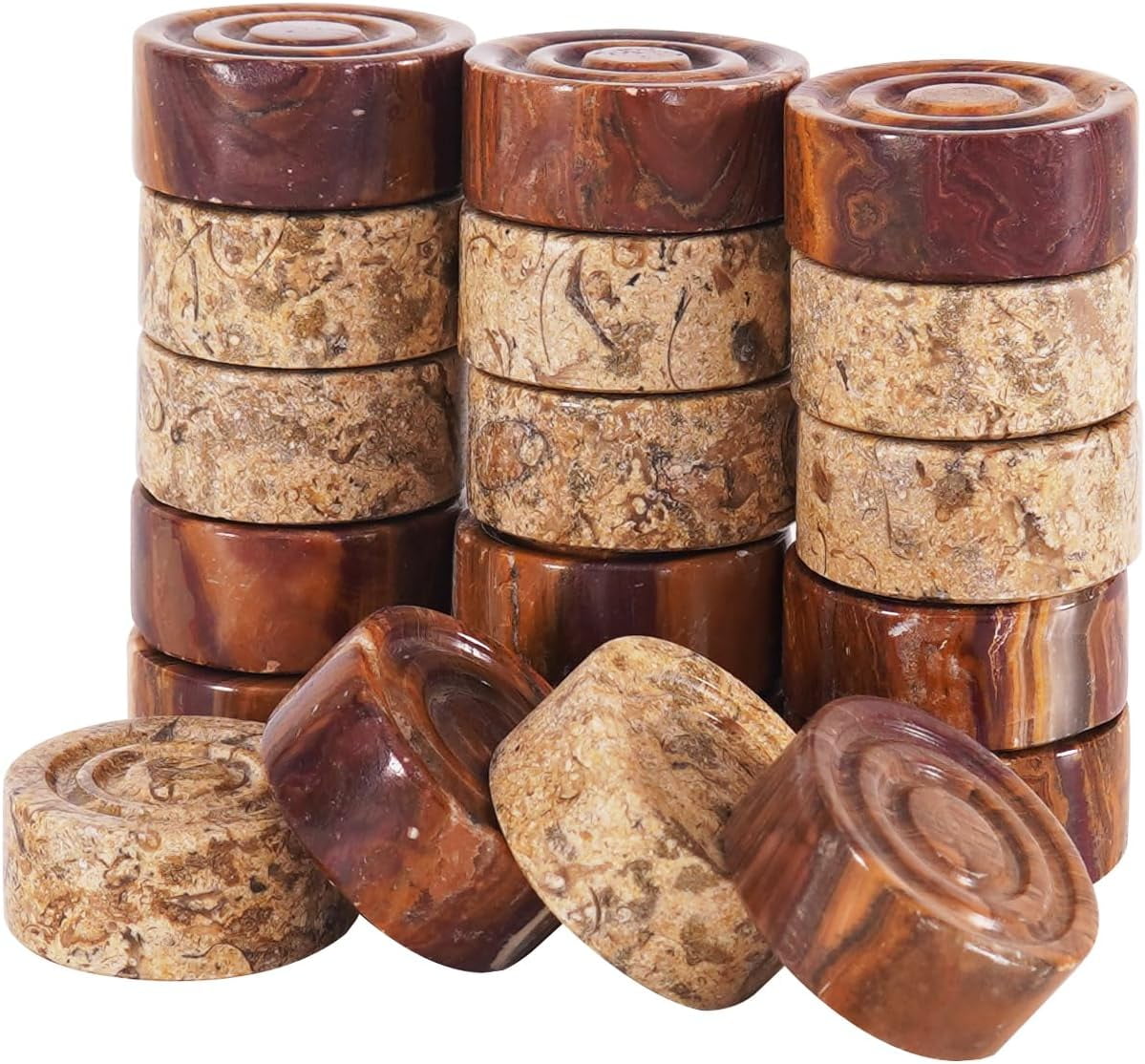 Radicaln Marble Checker Figures 1.25'' Red&Coral Handmade Draughts ...