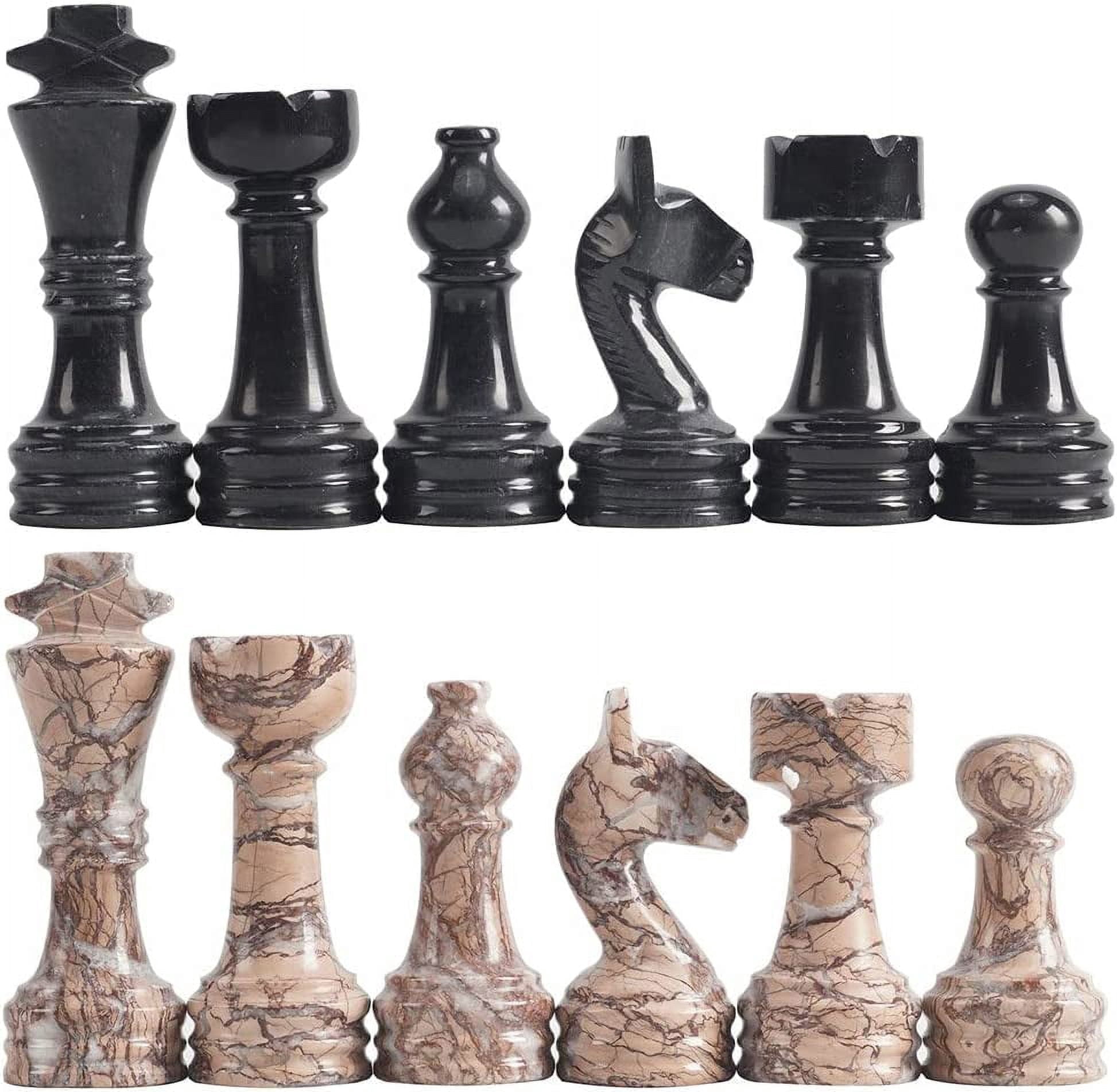 Radicaln Marble Chess Pieces Black&Marinara 3.5" King Figures Handmade ...