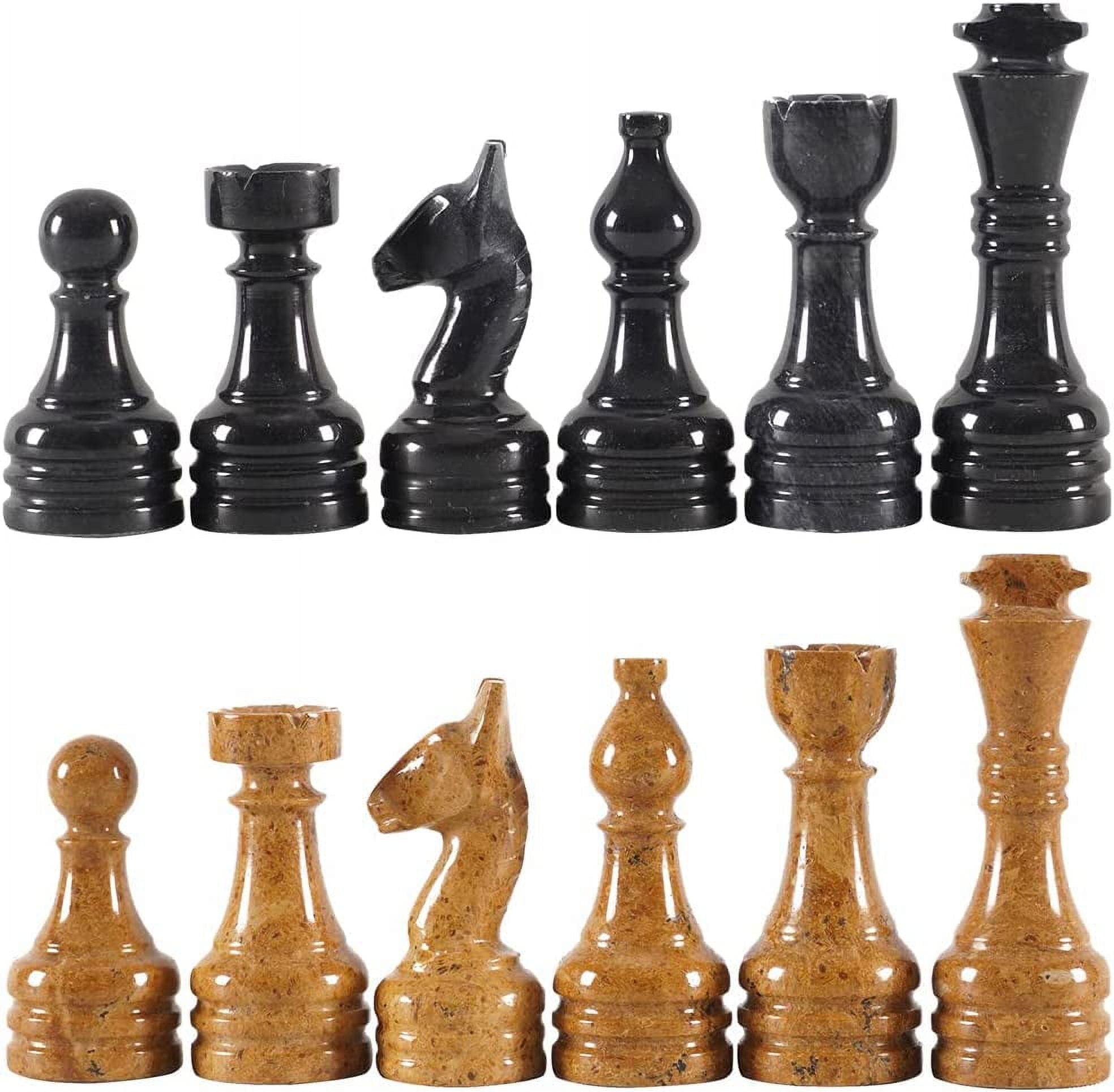 Radicaln Marble Chess Pieces Black & Golden 3.5" King Figures Handmade ...