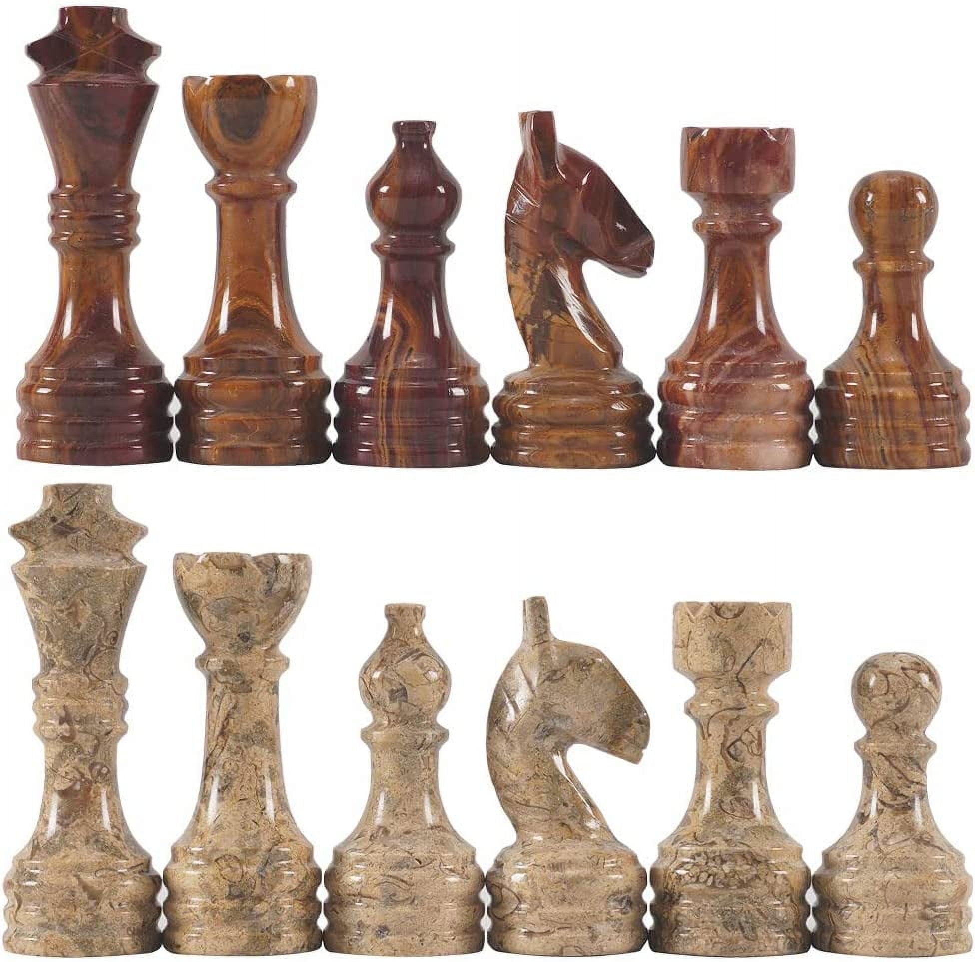 Radicaln Marble Chess Pieces Red and Coral 3.5" King Figures Handmade ...