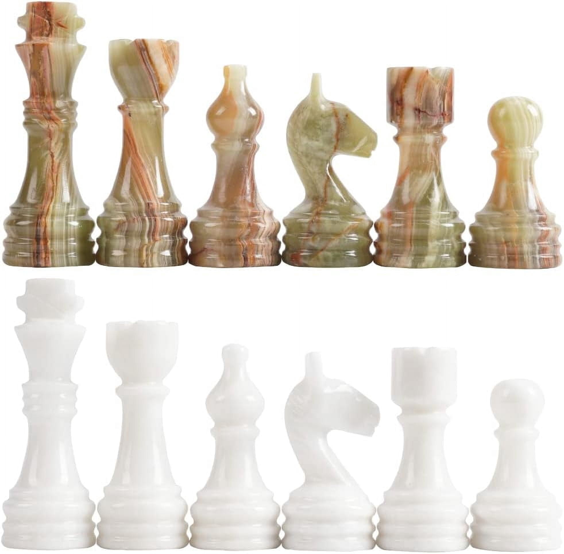 Radicaln Marble Chess Pieces White and Green Onyx 3.5-inch King Figures ...