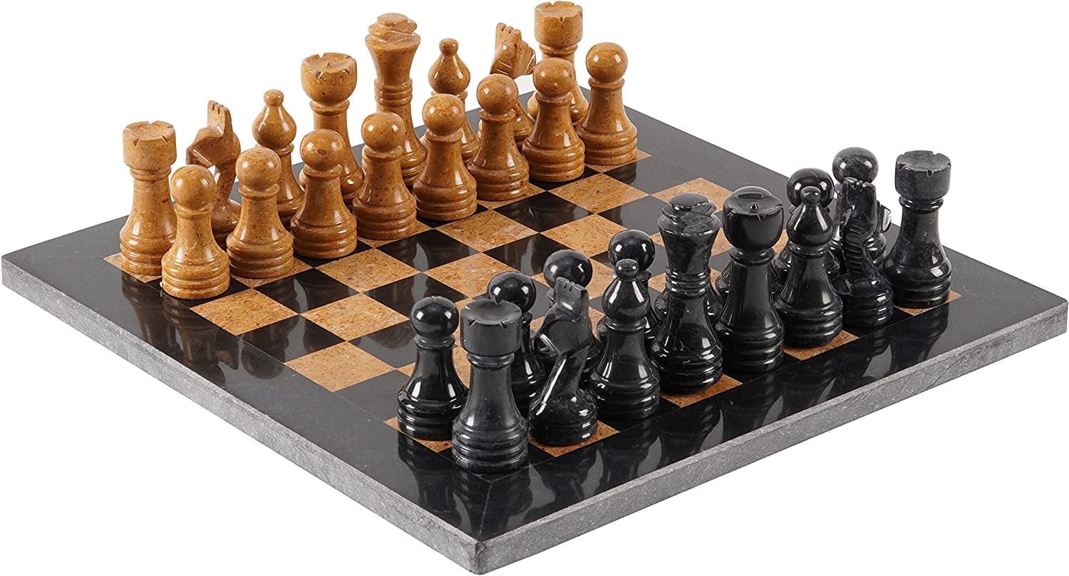 Radicaln Marble Chess Set 12 inche White and Golden Handmade - Board ...