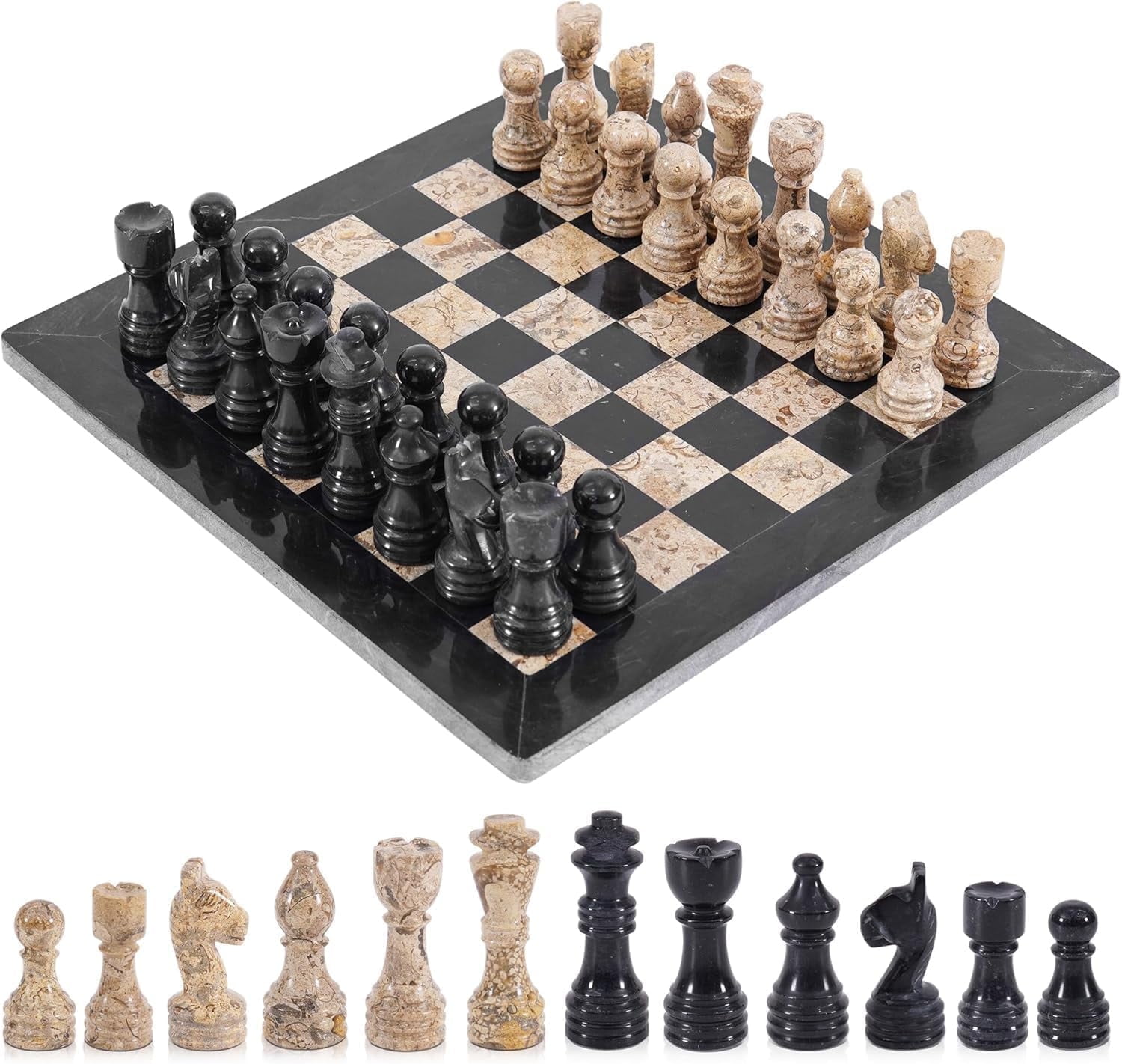 Radicaln Black and Coral Marble Chess Set 12 Inch Handmade Game Board ...