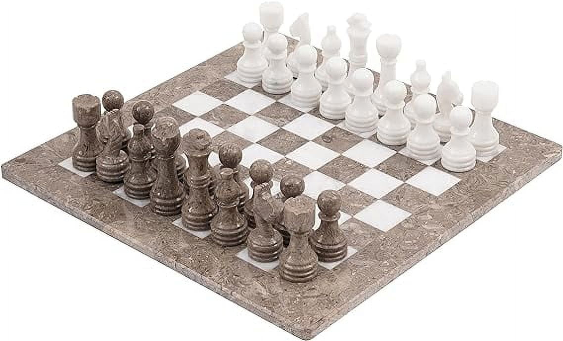 Radicaln Marble Chess Set 15" Inches Handmade Grey Oceanic and White ...