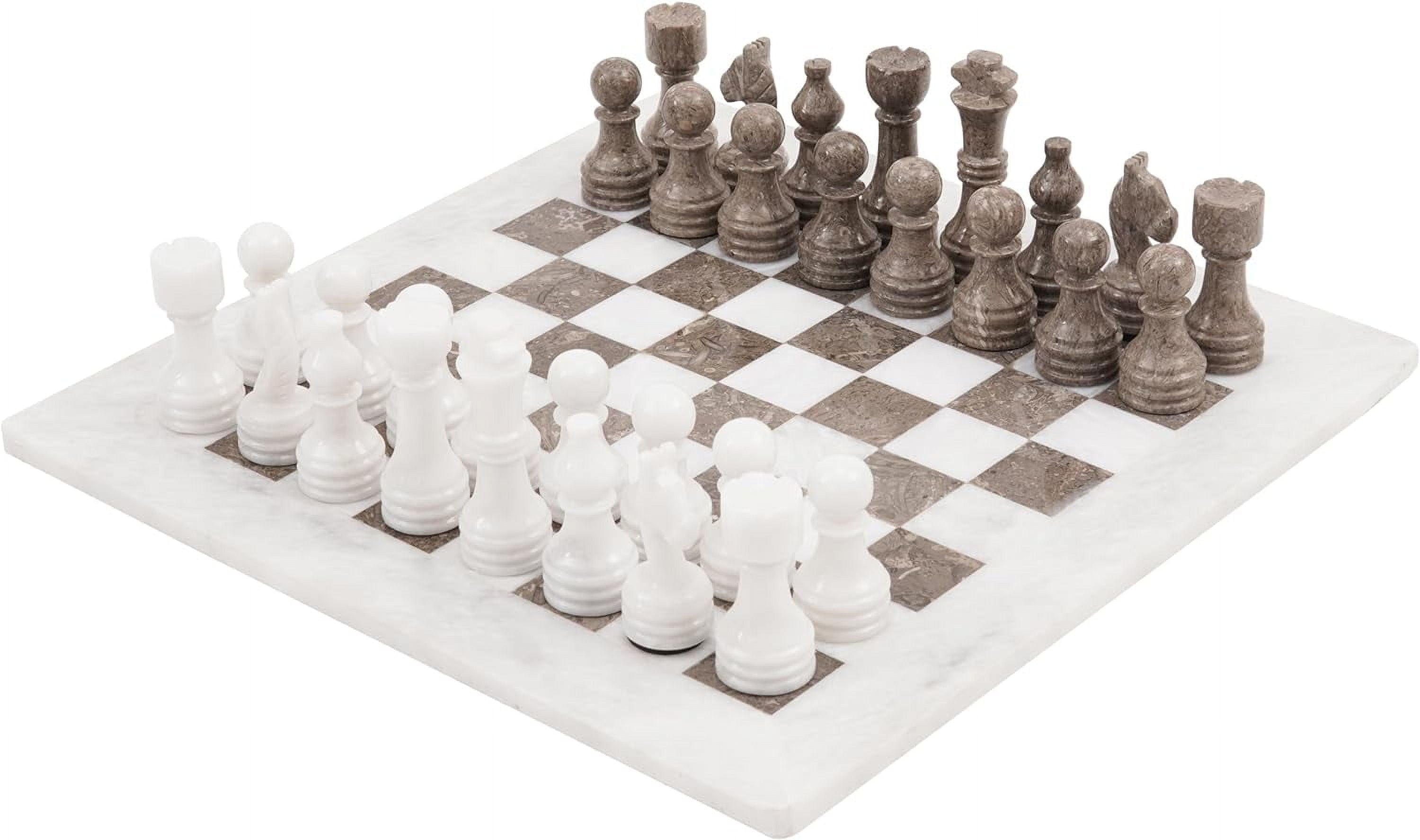Radicaln 15 Inches Marble Chess Set - White & Grey Oceanic, Handmade ...