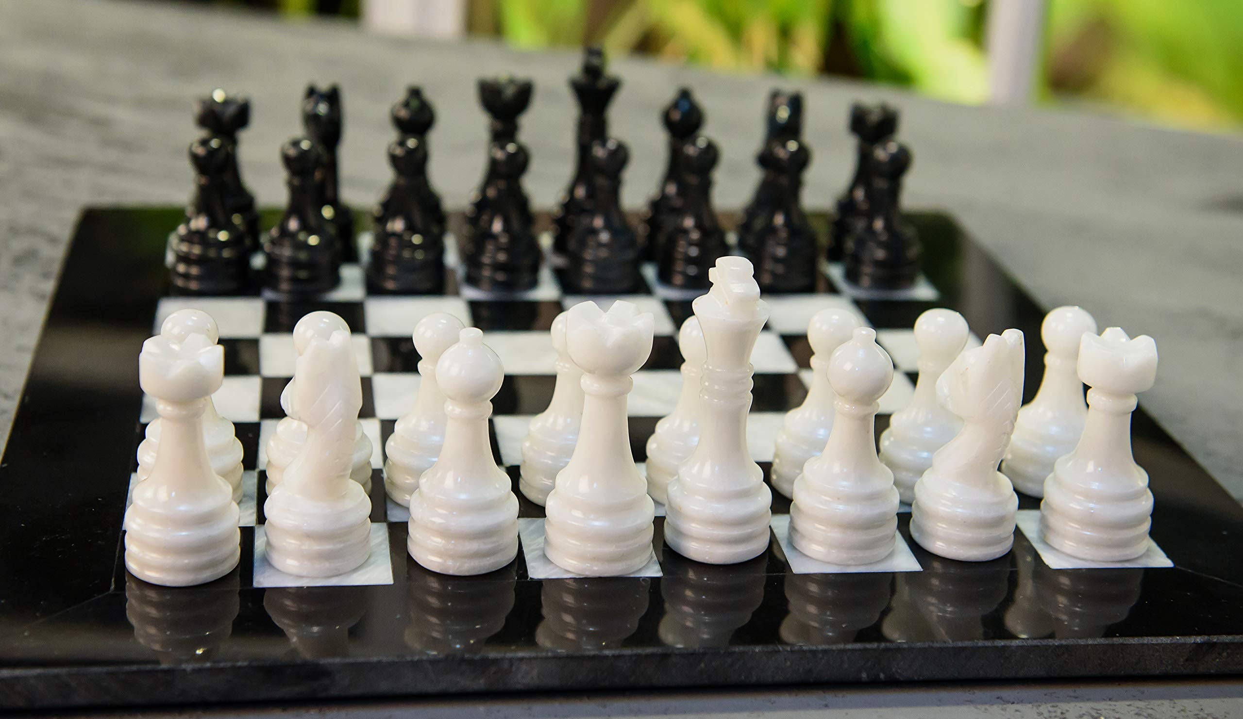 Radicaln Marble Chess Set MMF7 12 Inches Black and White Handmade Chess ...