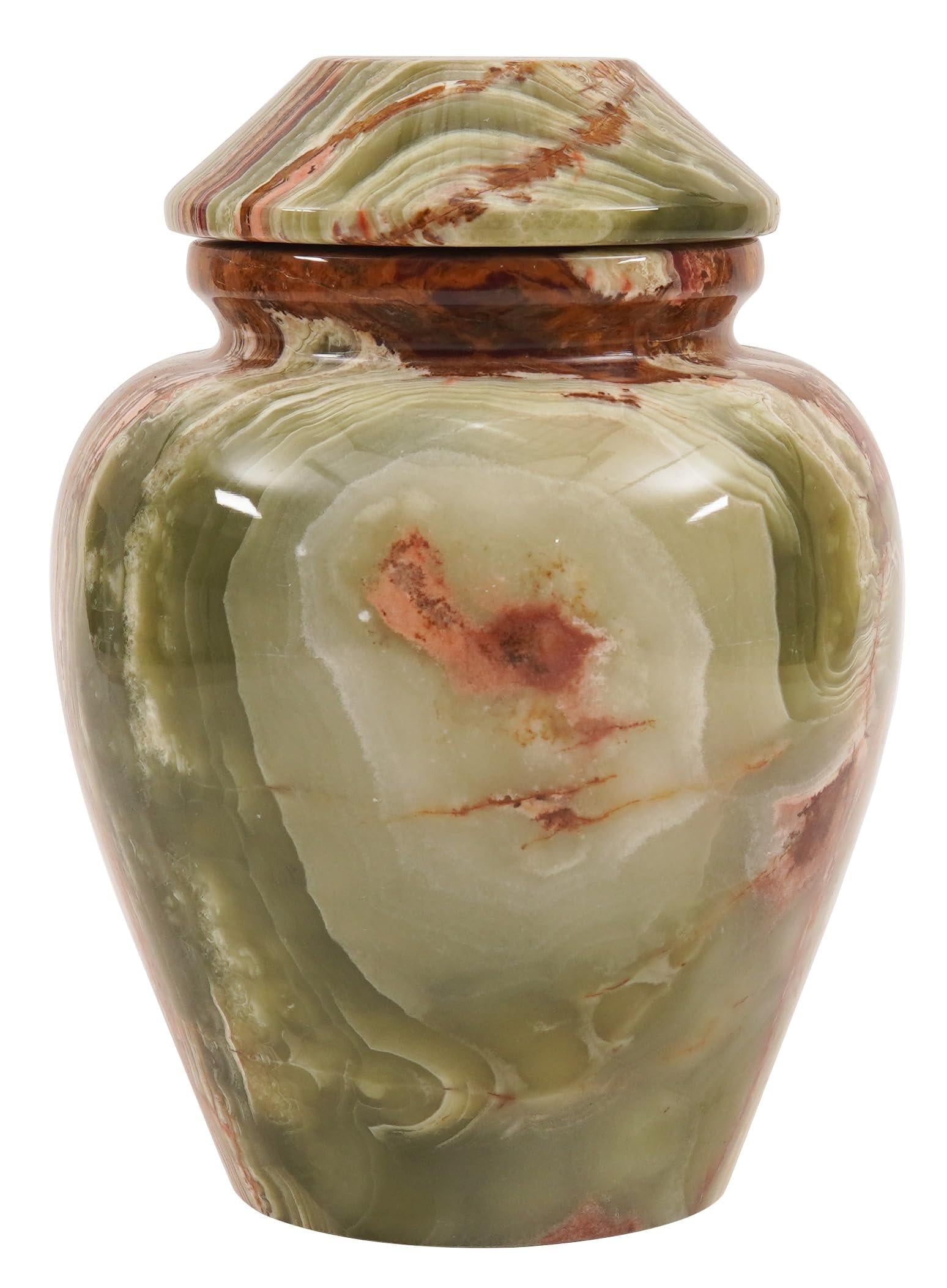 Radicaln Marble Cremation Urn 8"x 4" inch Green Onyx Handmade Keepsake ...