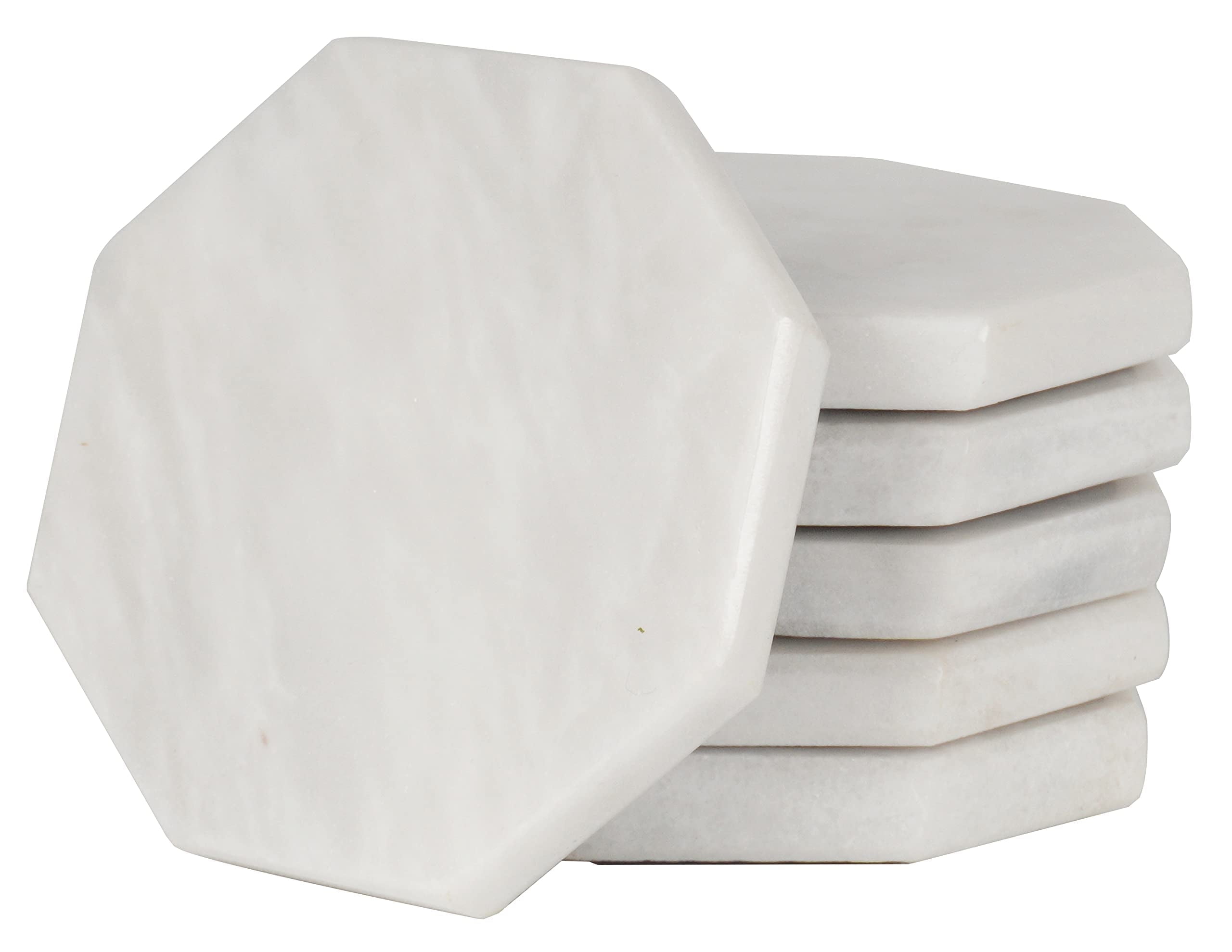 Radicaln Handmade Marble Coasters Set of 6, 3.5" White Star Coasters ...