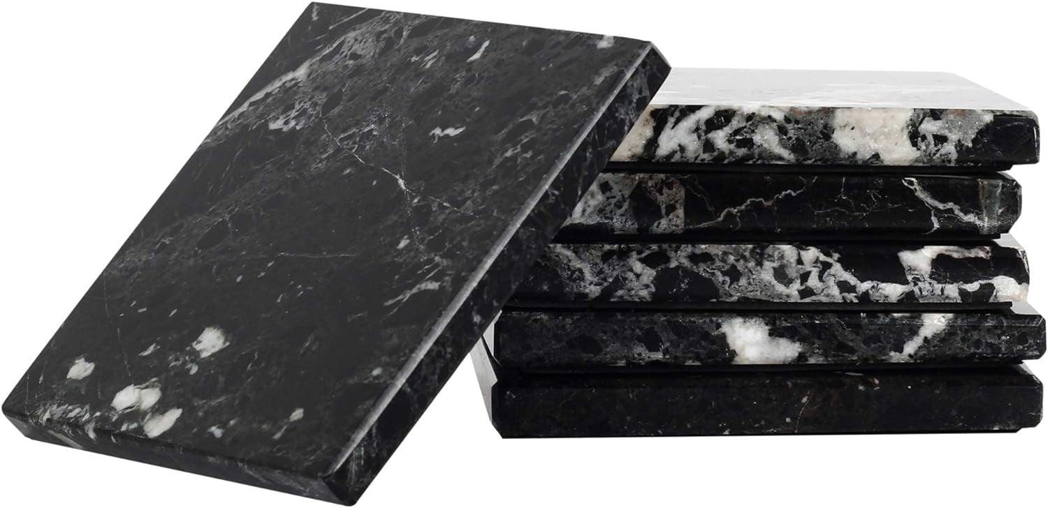 Radicaln Marble Drink Coasters Black 3.5 inch Handmade Mug Coasters Set ...