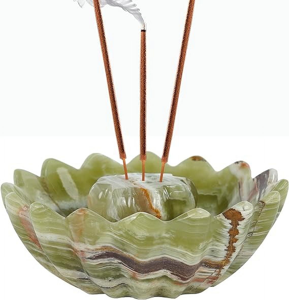 Radicaln Marble Incense Holder Green 5.5" Handmade Incense Burner Ash ...