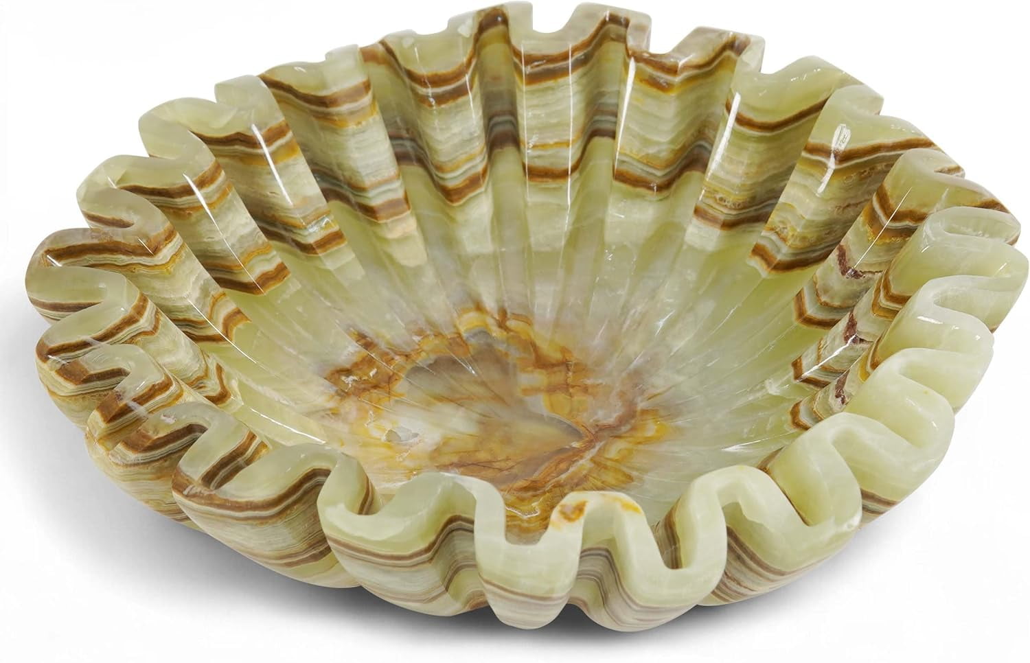 Radicaln Marble Ruffle Bowl 8 Inch Green Stone Large Decorative Fruit ...