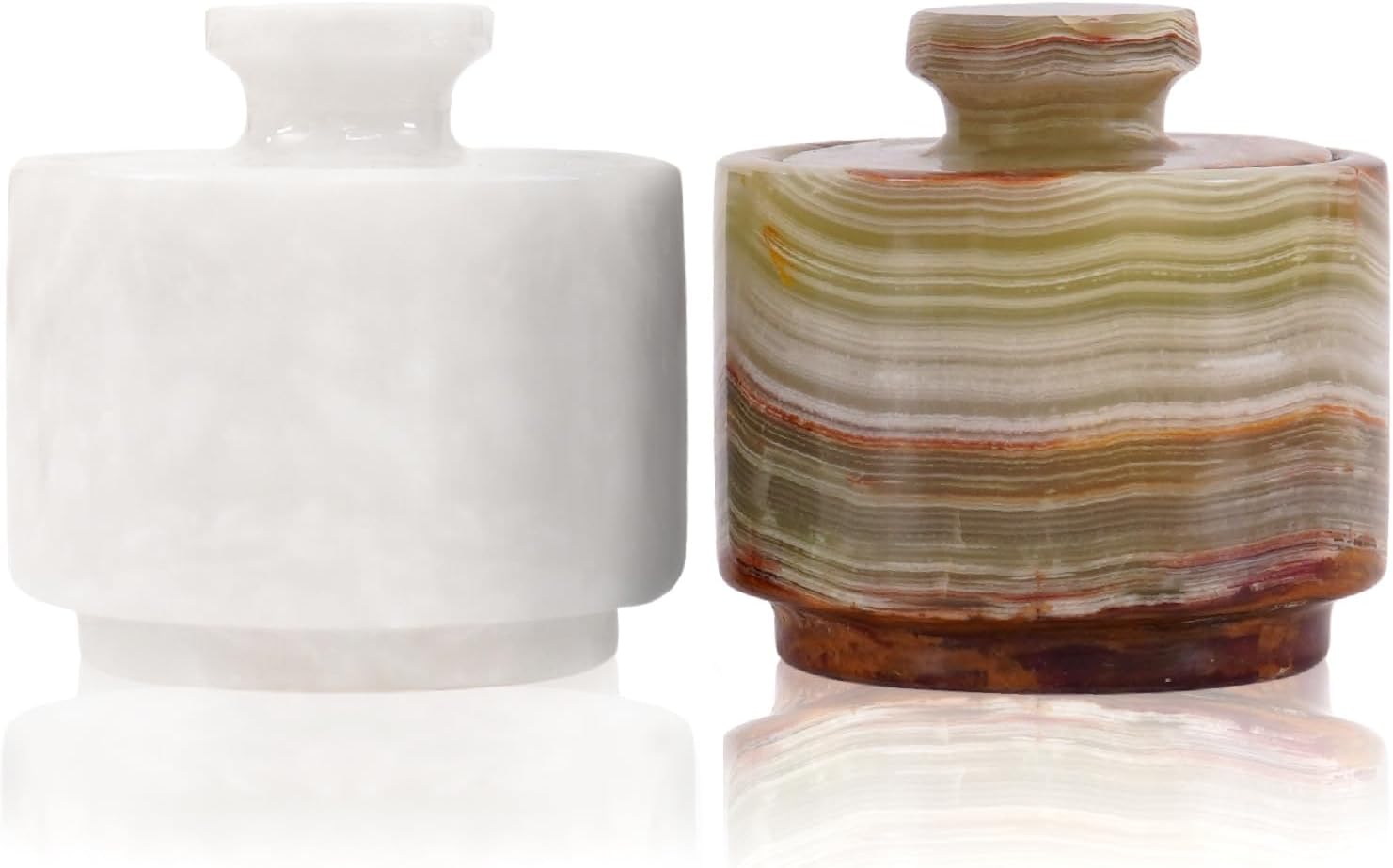 Radicaln Marble Salt Cellars with Lids – Set of 2 White & Green 3-Inch ...