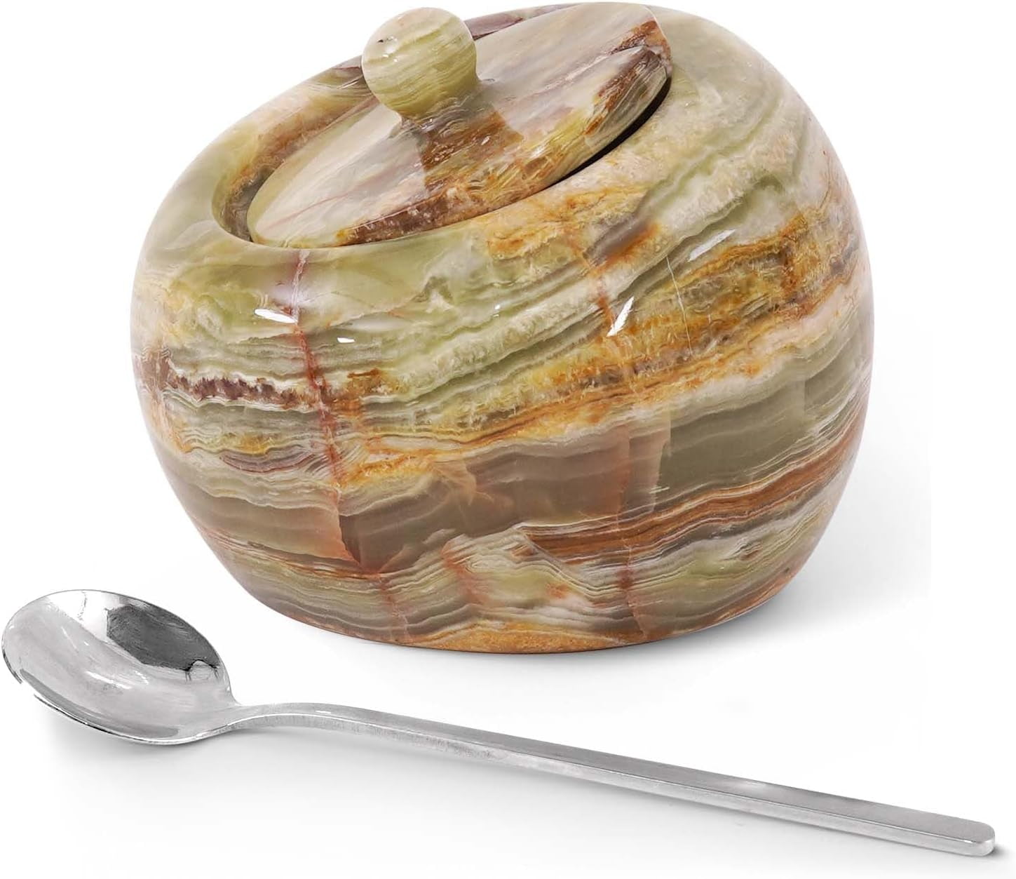 Radicaln Marble Salt Cellar with Lid 4" Inch Green Onyx Salt Box ...