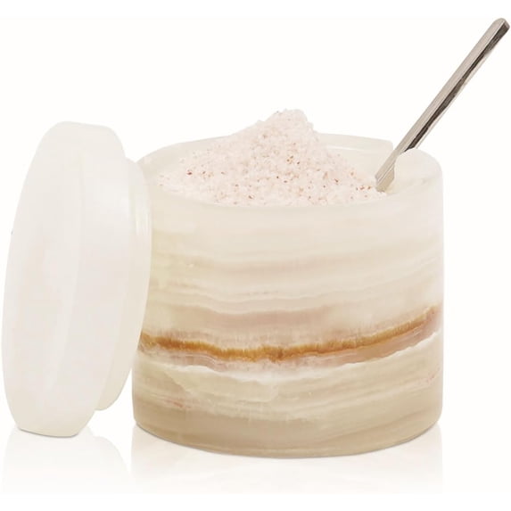 Radicaln Marble Salt Cellar 3 Inch Cream Onyx Salt Containers for ...