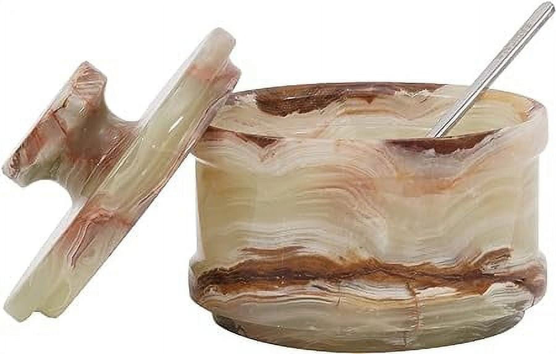 Radicaln Marble salt cellar with lid and spoon Green Onyx 3.5 inch ...