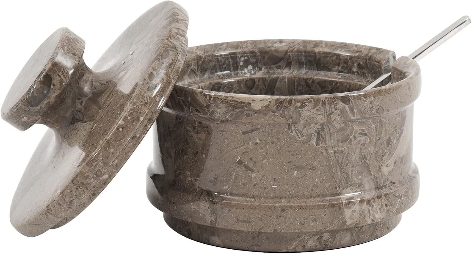 Radicaln Marble Salt Cellar With Lid 3.5" Inch Oceanic Handmade Salt ...