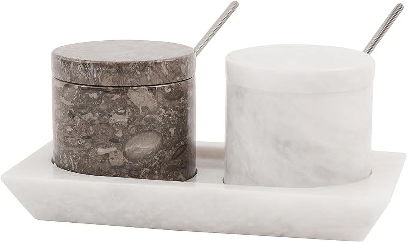 Radicaln Marble Salt Cellar with Lid and Tray 3 inches Oceanic and ...
