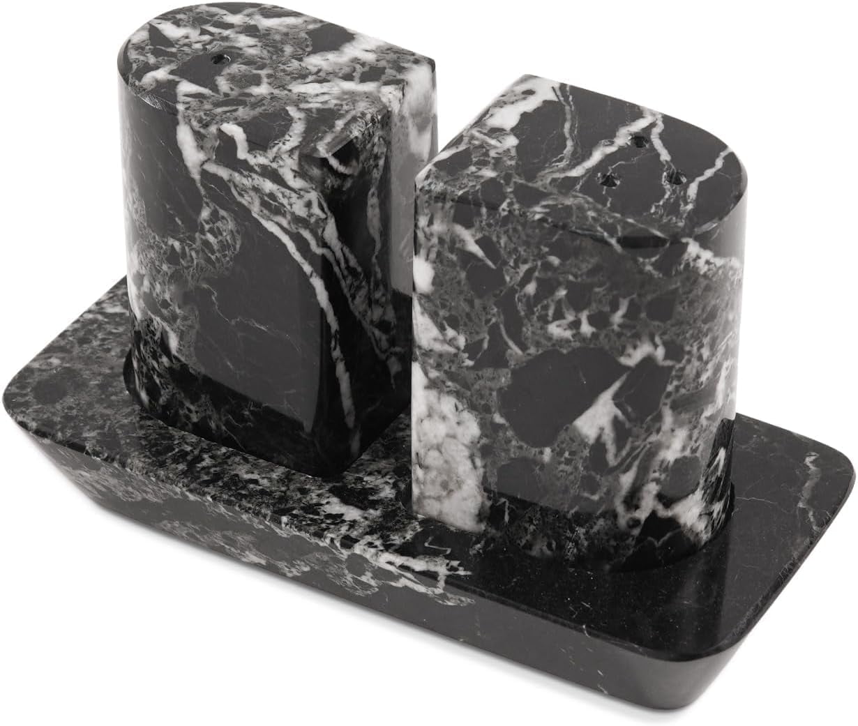 Radicaln Marble Salt and Pepper Shakers Set with Tray 2.5" Black ...
