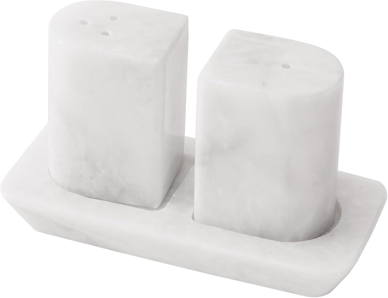Radicaln Marble Salt and Pepper Shakers Set with Tray 2.5" White ...