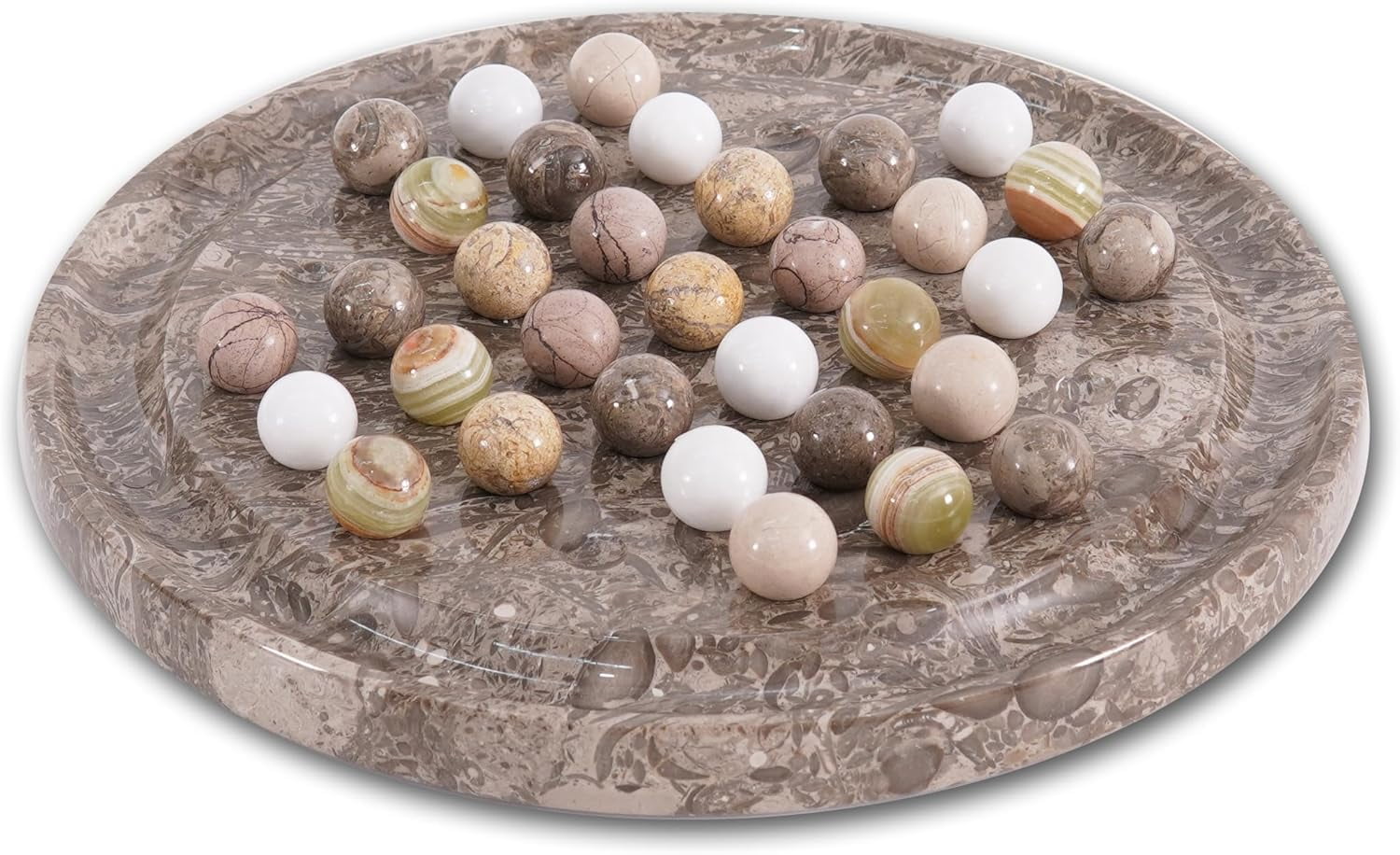 Radicaln Marble Solitaire Board Game with 42 Marble Balls Handmad ...