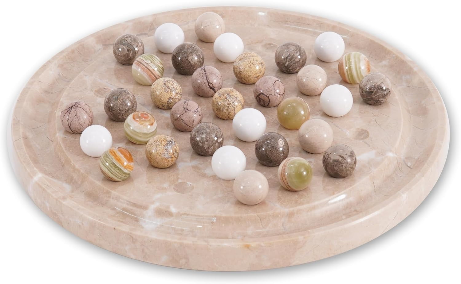 Radicaln Marble Solitaire Board Game with 42 Marble Balls Handmade ...