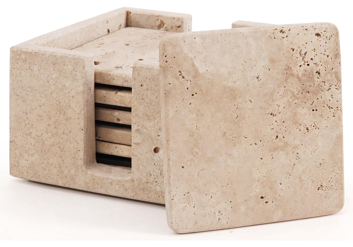 Radicaln Marble Coasters 3.5 inch Travertine Handmade Square Stone ...