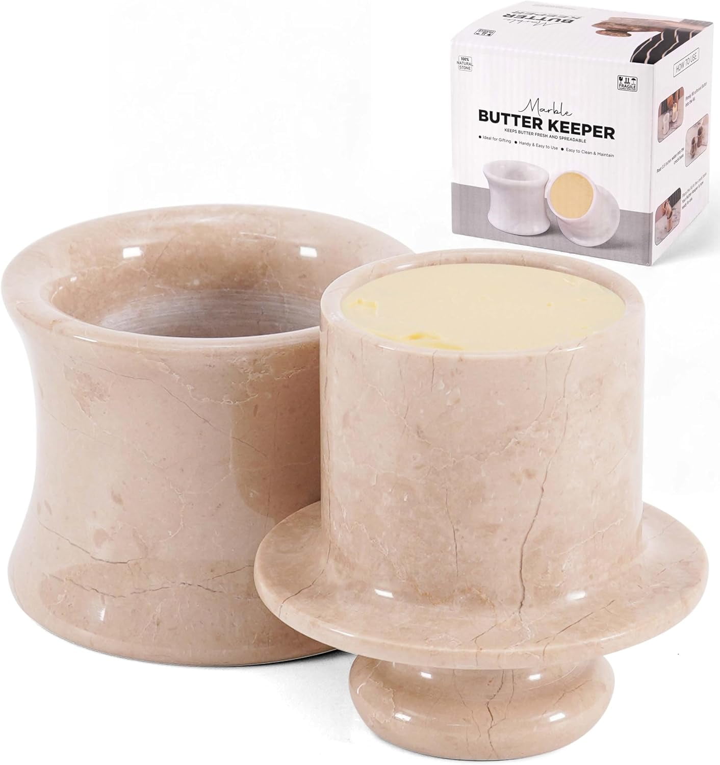 Radicaln Verona Marble Butter Dish with Lid 4" – Handmade Butter Keeper ...