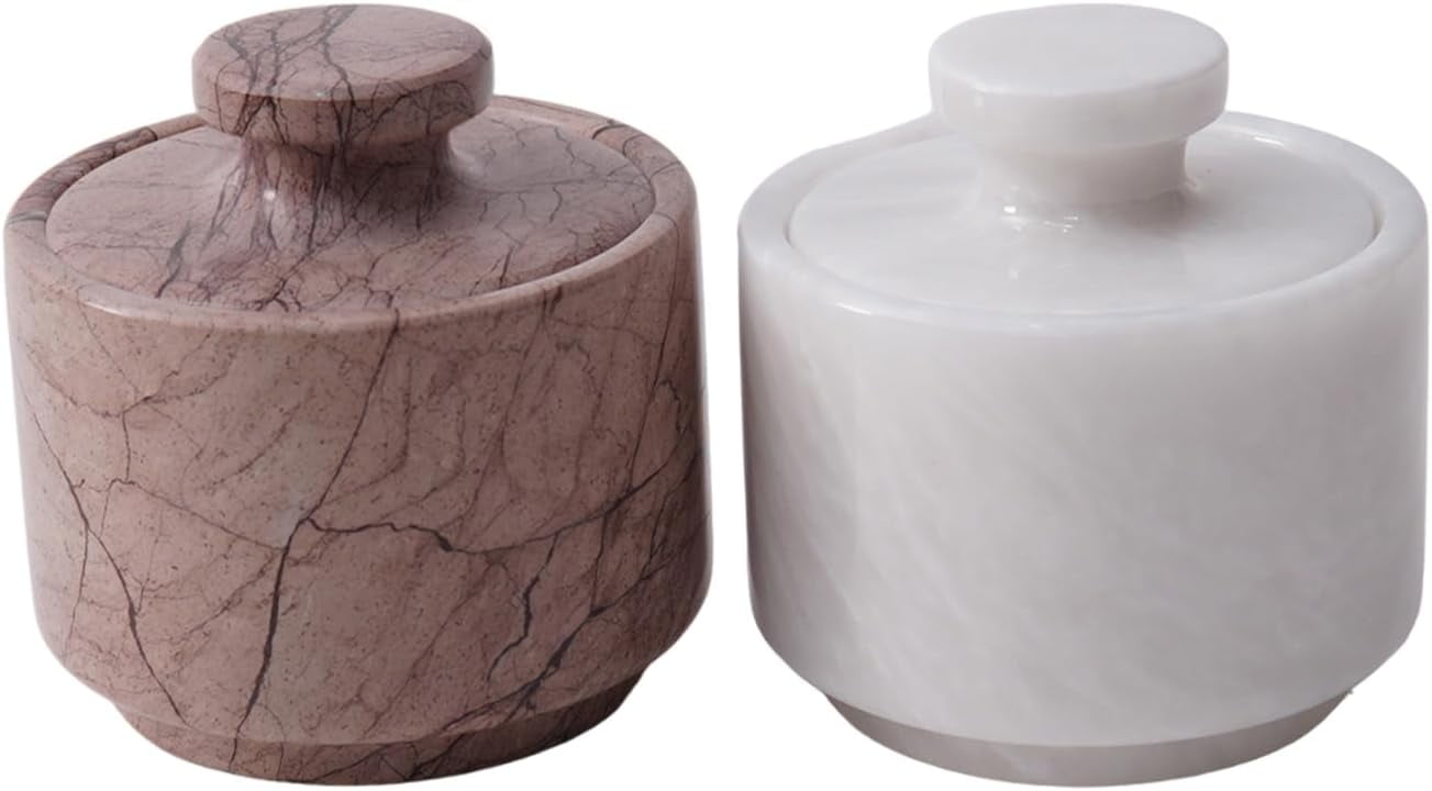 Radicaln Marble Salt Cellar 3 inc White & Marinara Salt Holder with Lid ...