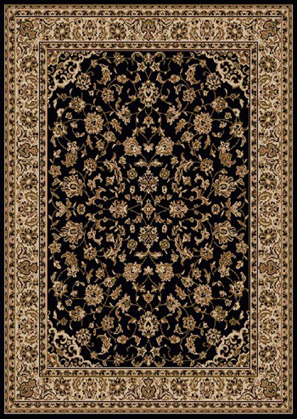 Radici Usa Como Area Rug 1833 Traditional Black Vines Scroll 5' 5" x 7 ...